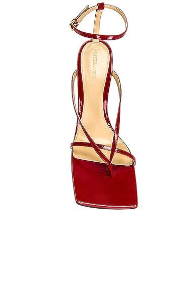 Bottega Veneta Patent Leather Stretch Ankle Strap Sandals - Apple Candy
