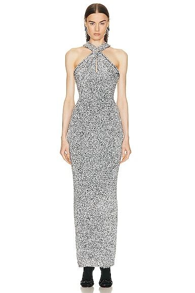 Alaïa Metallic Halter Neck Gown - Argent