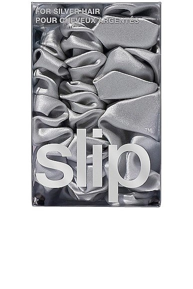 Slip Assorted Pure Silk Scrunchies Set Of 3 - Silver