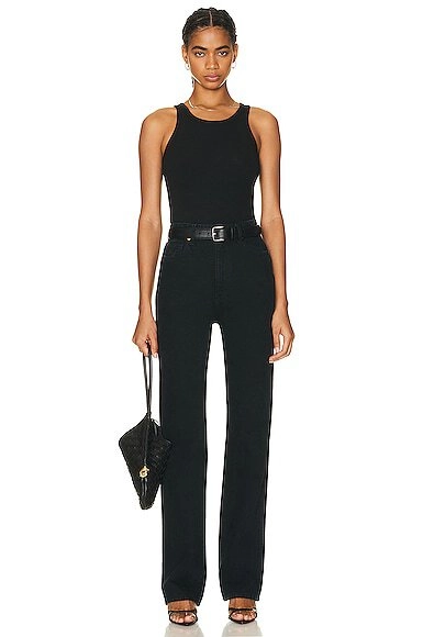 Eterne High Neck Fitted Tank Top - Black