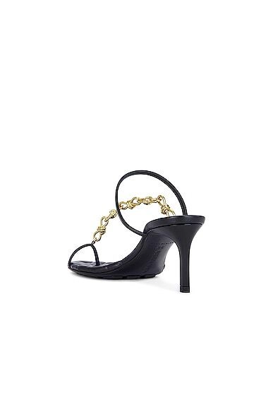 Bottega Veneta Leaf Sandal With Gold Tone Chain Link Detail