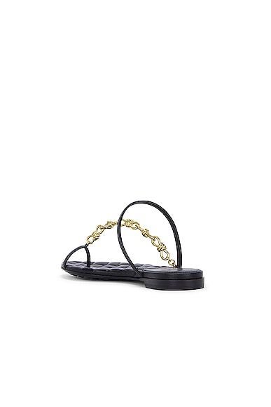 Bottega Veneta Leather Leaf Sandals With Gold-tone Chain Link Detailing