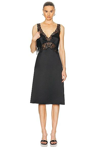 Saint Laurent Satin Lace Dress - Noir