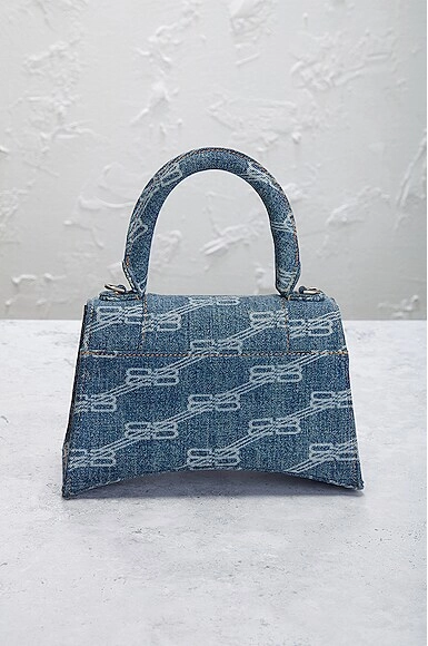 Balenciaga Small Hourglass Top Handle Bag In Monogram Denim