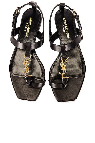 Saint Laurent Cassandra Flat Sandals - Nero