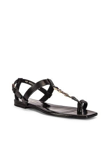 Saint Laurent Cassandra Flat Sandals - Nero