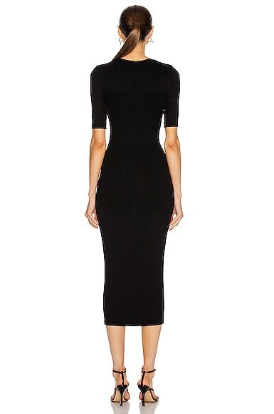Enza Costa Silk Rib Half Sleeve Crew Midi Dress