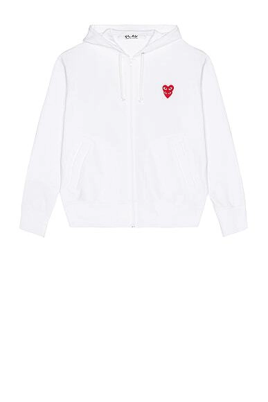 Play Comme Des Garcon Zip-up Sweatshirt - White
