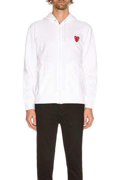 Play Comme Des Garcon Zip-up Sweatshirt - White