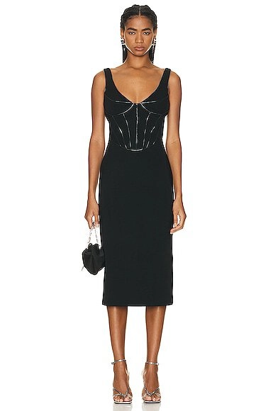 ET OCHS Valerie Corset Midi Dress - Black