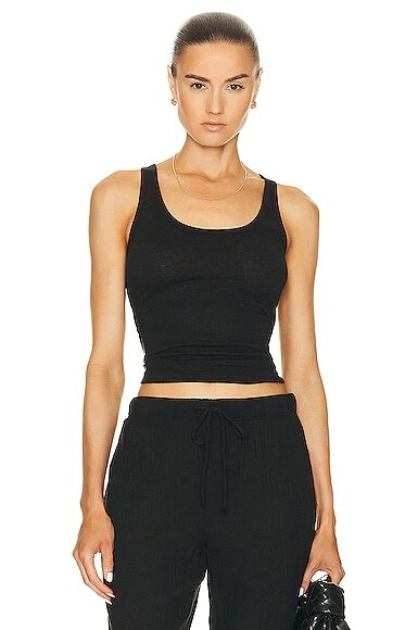 LESET Laura Scoop Neck Tank Top - Black