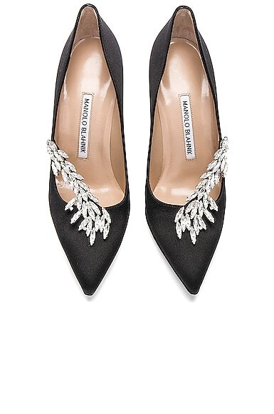 Manolo Blahnik Satin Nadira Embellished Pumps