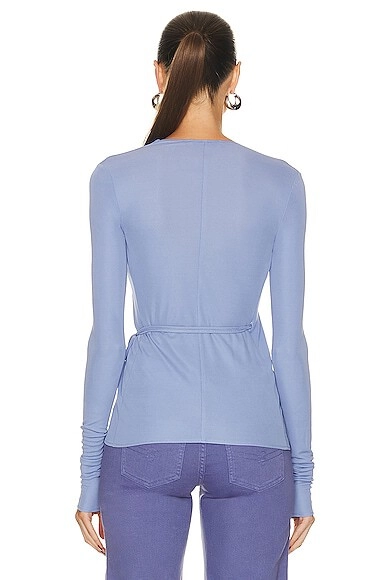 Blumarine Long Sleeve Wrap Top With Rosette Appliqu