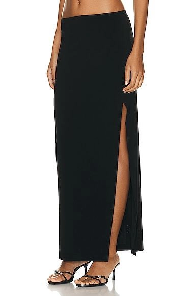 Norma Kamali Long Slinky Jersey Skirt With Side Slit