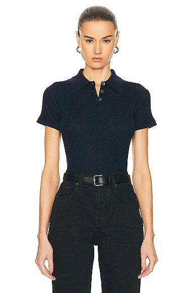 Guest In Residence Shrunken Polo Top - Midnight