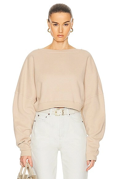 Saint Laurent Cropped Sweatshirt - Poudre