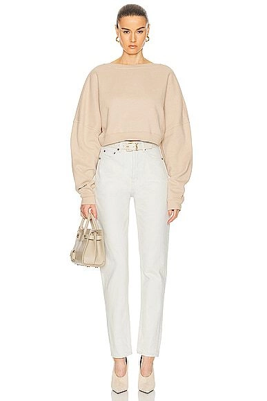 Saint Laurent Cropped Sweatshirt - Poudre