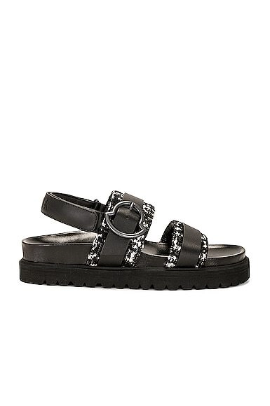 Moncler Bell Buckle Sandal With Tweed Detailing