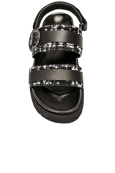 Moncler Bell Buckle Sandal With Tweed Detailing
