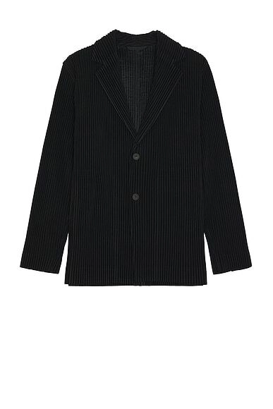 Issey Miyake Ribbed Plisse Blazer - Black