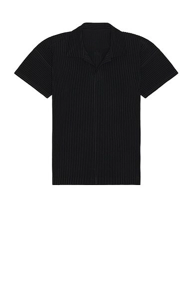 Issey Miyake Homme Plisse Issey Miyak Pleated Polo - Black