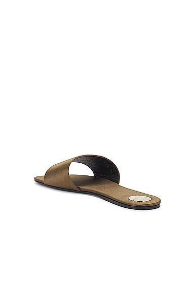 Saint Laurent Carlyle Flat Slide Sandals - Khaki