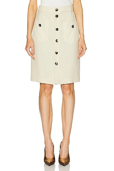 Saint Laurent Button-detailed Canvas Skirt