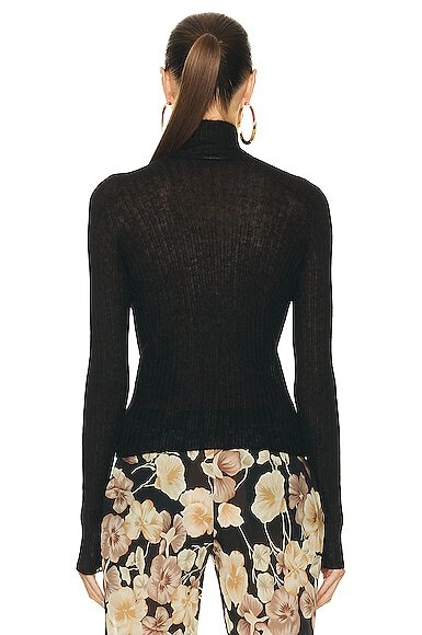 Saint Laurent Long Sleeve Ribbed Turtleneck Sweater