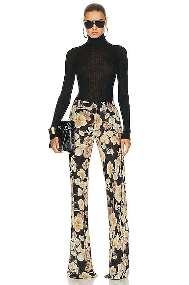 Saint Laurent Long Sleeve Ribbed Turtleneck Sweater