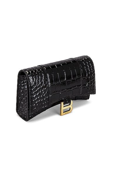 Balenciaga Hourglass Wallet On Chain Bag - Black