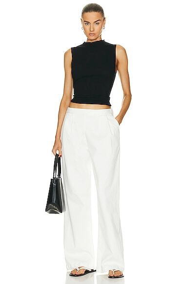 Enza Costa Silk Sweater Knit Sleeveless Mockneck Top