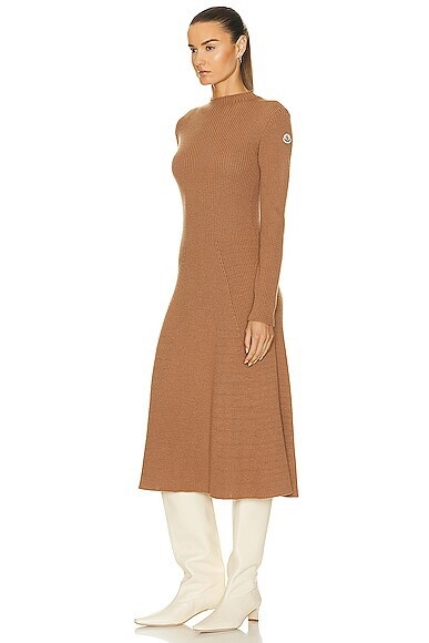 Moncler Long Sleeve Midi Knit Dress