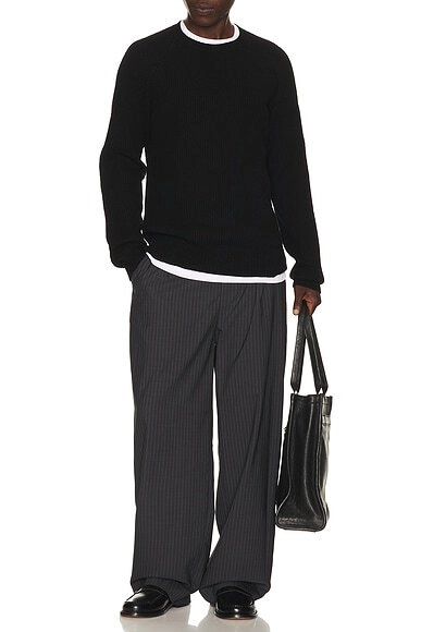 SCHOTT Ribbed Wool Crewneck Sweater