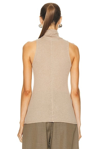 Enza Costa Cashmere Halter Turtleneck Top - Khaki