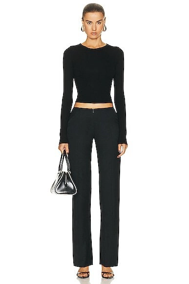 Enza Costa Silk Knit Long Sleeve Tuck Top