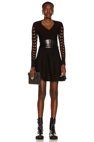 Alaïa Long Sleeve Knit Mini Dress