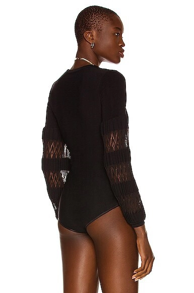 Alaïa Square Open Neck Fitted Bodysuit
