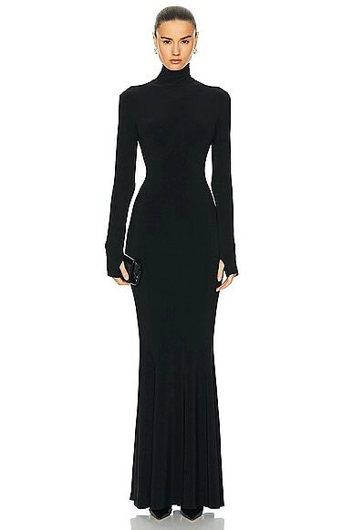 Norma Kamali Long Sleeve Turtle Fishtail Gown