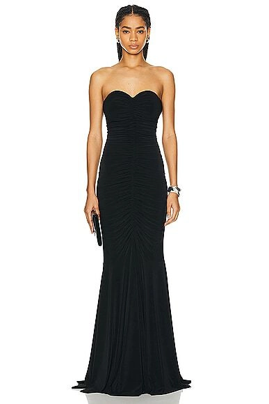 Norma Kamali Strapless Shirred Fishtail Gown
