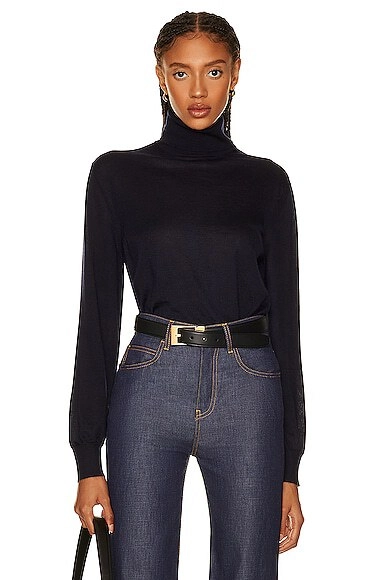 THE ROW Lambeth Cashmere Turtleneck - Dark Navy