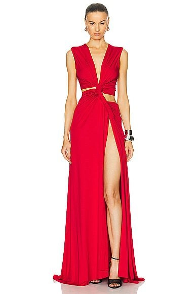 SID NEIGUM Triple Loop Knit Dress - Red