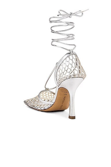 Bottega Veneta Stretch Metallic Leather Sandals - Silver