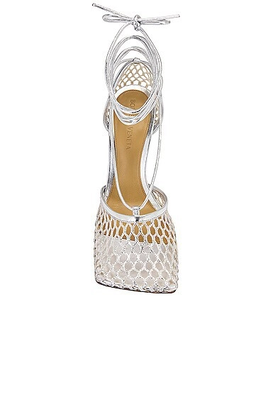 Bottega Veneta Stretch Metallic Leather Sandals - Silver