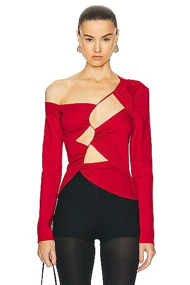 SID NEIGUM Asymmetrical Cutout Top - Red
