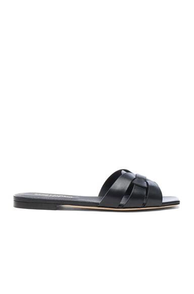 Saint Laurent Tribute Flat Sandals - Black