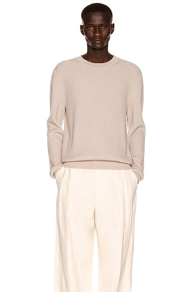 THE ROW Benji Crew Neck Cashmere Blend Jumper - Limestone
