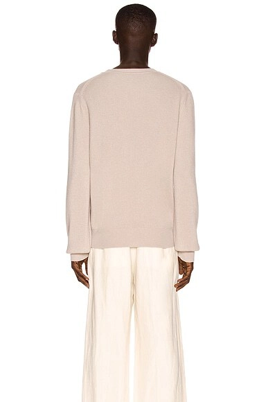 THE ROW Benji Crew Neck Cashmere Blend Jumper - Limestone