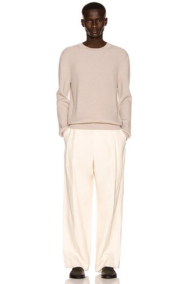 THE ROW Benji Crew Neck Cashmere Blend Jumper - Limestone