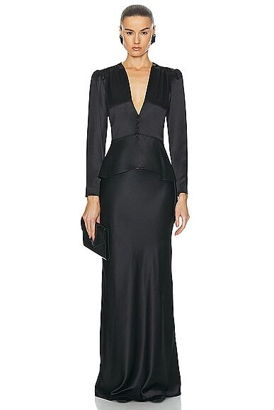 Saint Laurent Satin Long Sleeve Blouse