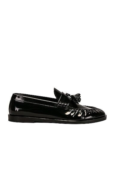 THE ROW Box Calf Leather Tassel Loafers - Black